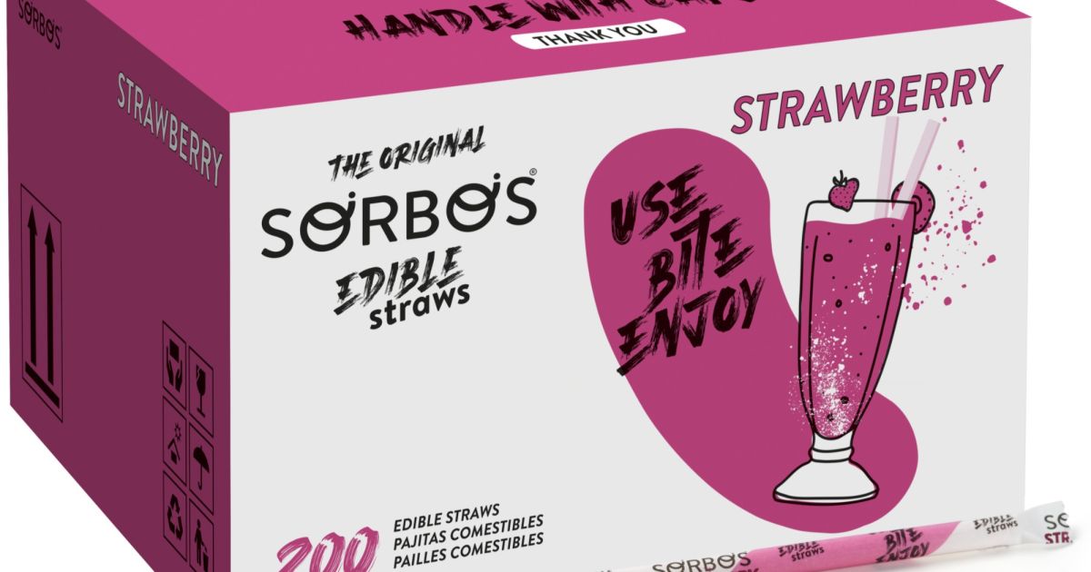 Sorbos Edible Drinking Straw, Strawberry 200 pcs - Crema